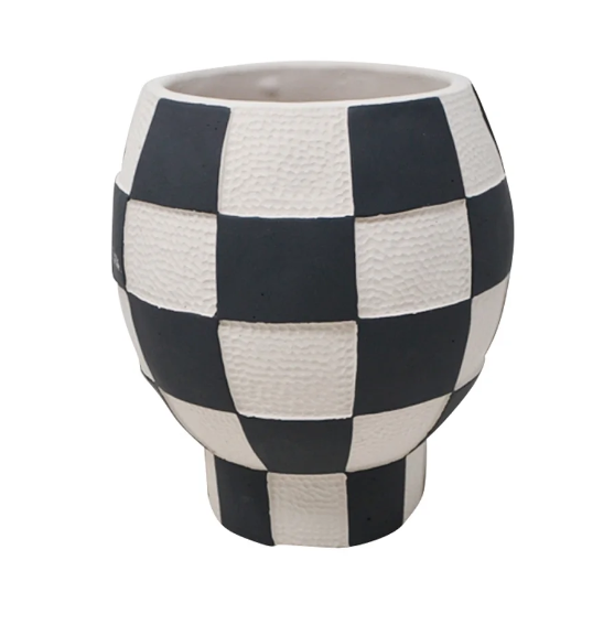 Black & White Checkered Pot | The Rusty Hinge - Boutique in the Creek